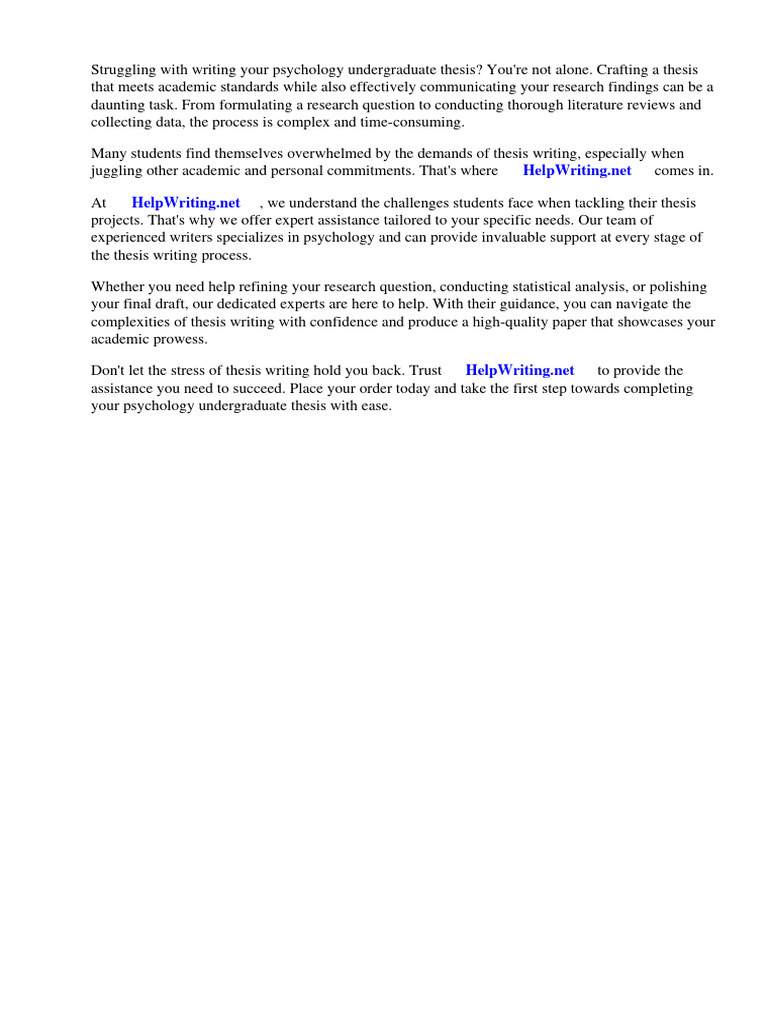 Psychology Undergraduate Thesis Examples | PDF | Thesis | Psychology