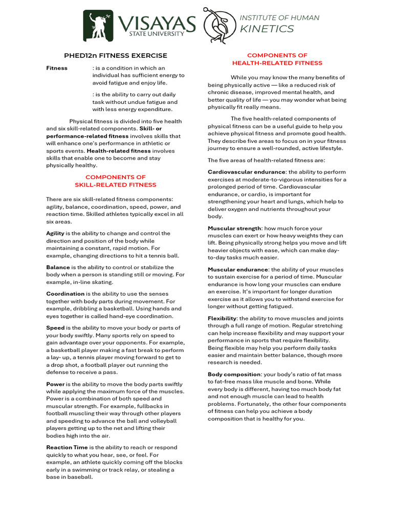 Notes On HRF and SRF | PDF | Physical Fitness | Physical Exercise