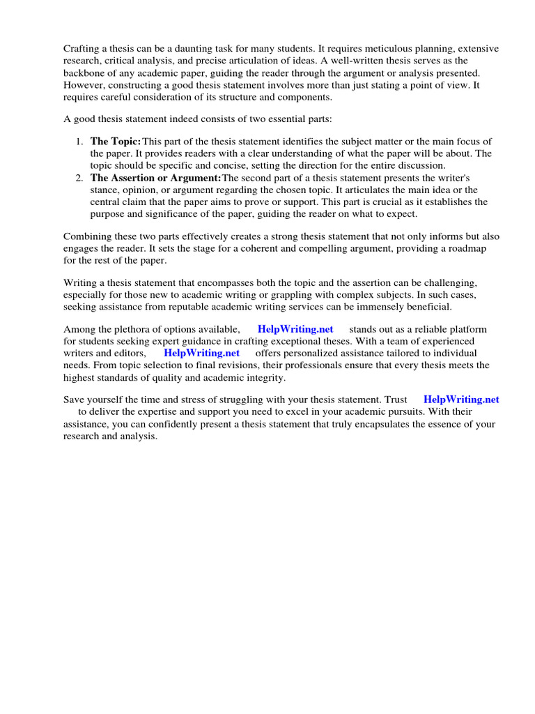 A Good Thesis Statement Really Has Two Parts What Are They | PDF ...