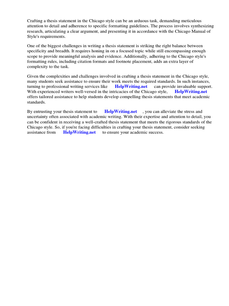 Thesis Statement Chicago Style Example | PDF | Thesis | Citation