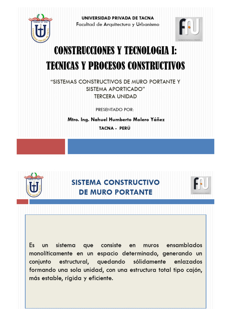 3.4 Sist. construc. de Muro Portante y Aporticado - Diapositivas | PDF | Construyendo tecnología ...