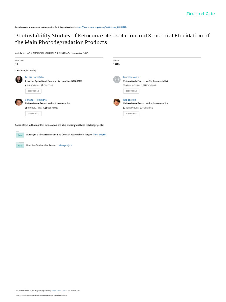 Photostability Studies of Ketoconazole Isolation | PDF | High ...