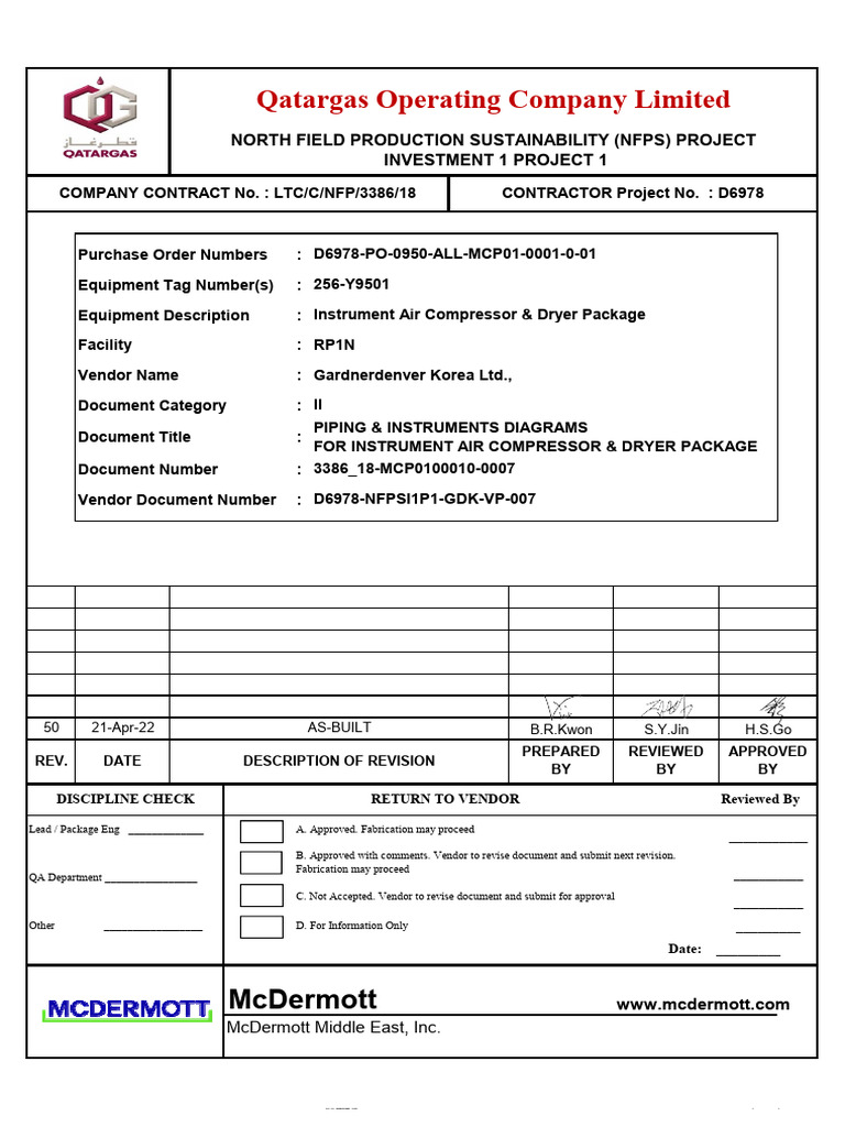 3386 - 18-MCP0100010-0007 - 50 - P&ID Instrument Air Compressor & Dryer ...