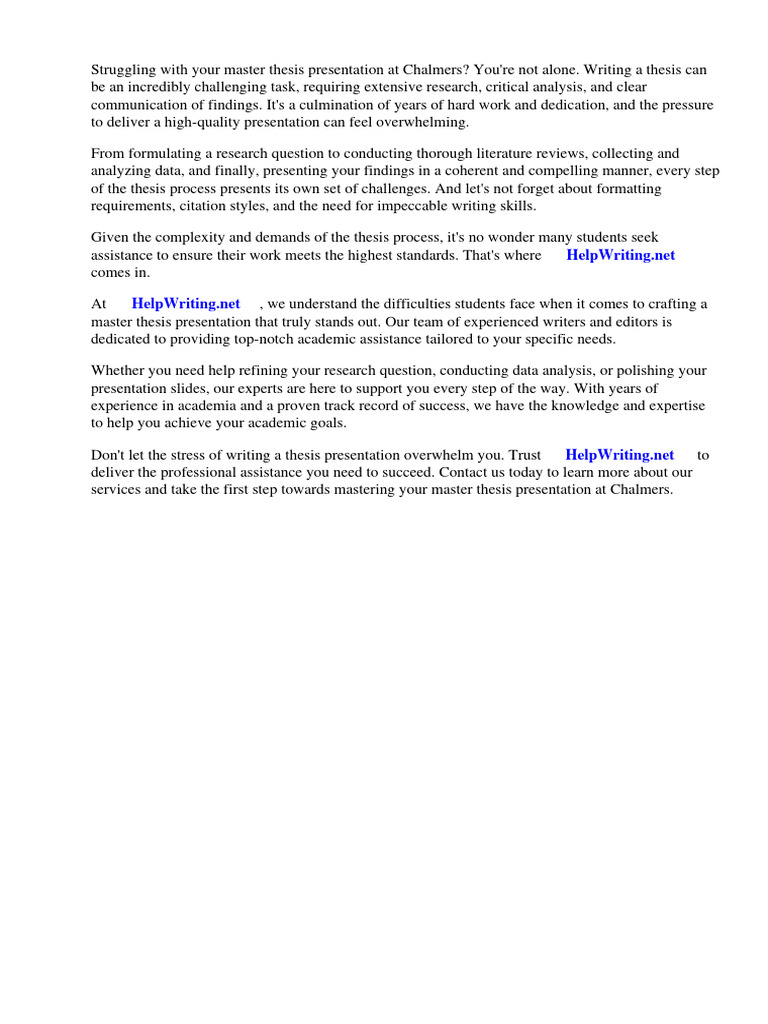 Master Thesis Presentation Chalmers | PDF | Thesis