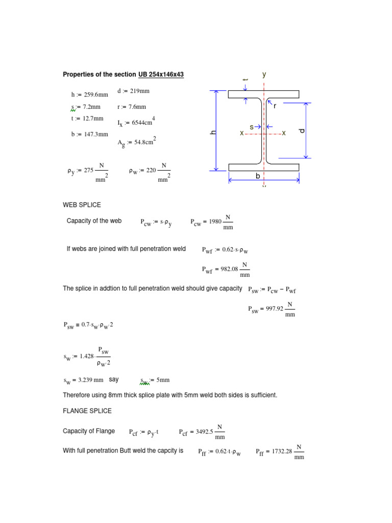 Mathcad - Primary Beam Lap Splice Calculation | PDF | Mechanical ...