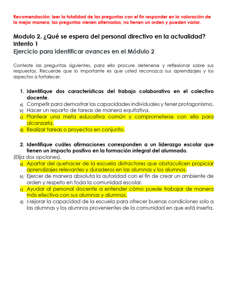Respuestas Modulo 2 | Descargar gratis PDF | Inclusión (Educación) | Maestros