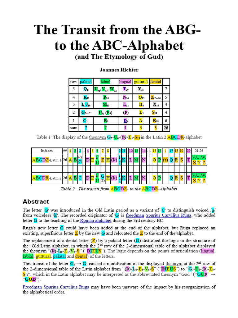 The Transit from the ABG- to the ABC-Alphabet | PDF | Human ...