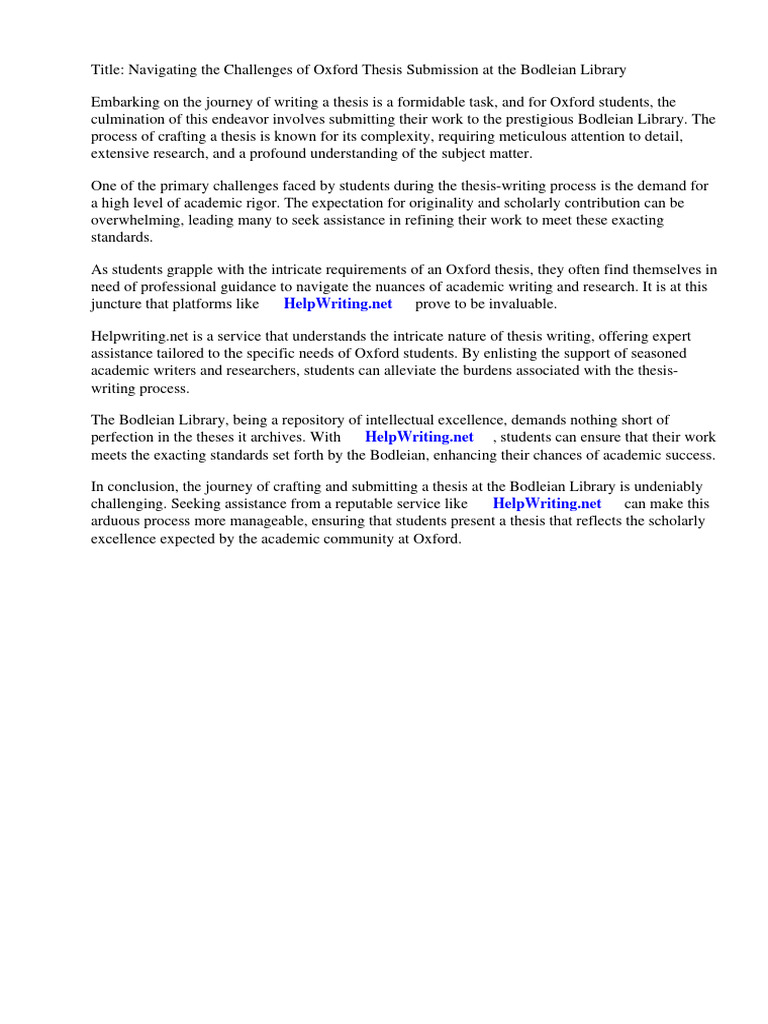 Oxford Thesis Submission Guide | PDF | Thesis | Libraries