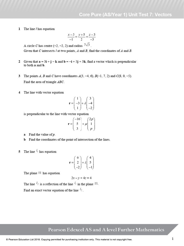 Core Pure Unit Test 7 Vectors | PDF