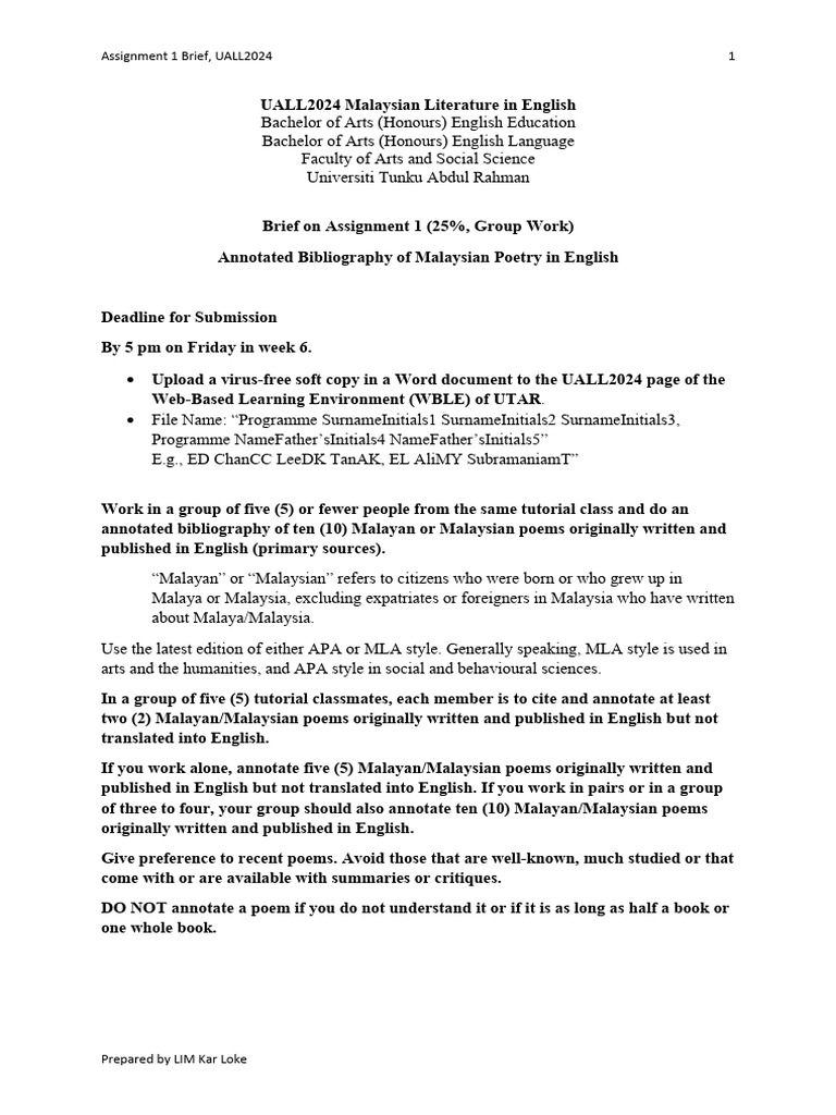 A1 Annotated Bibliography 25 Due 20240308 Updated | PDF | Malaysia ...