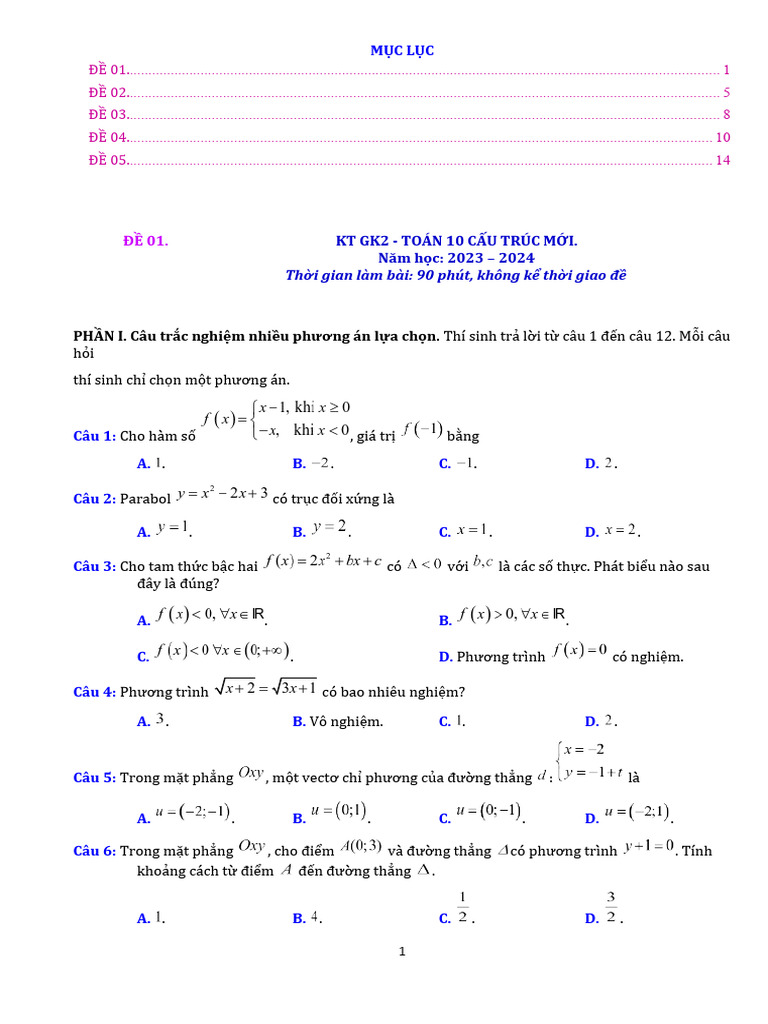 Gk2-Toán 10-Cau Truc Moi 2025-HS | PDF