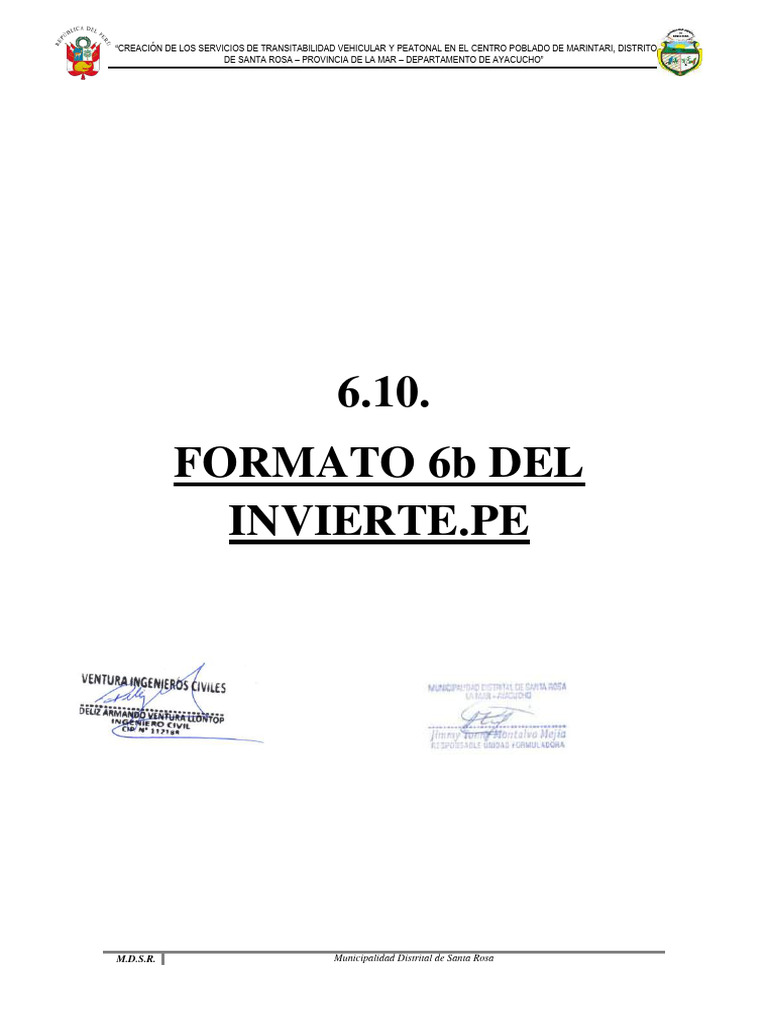 6.10. Formato 6B Del Invierte - Pe | PDF | Peatonal | Infraestructura