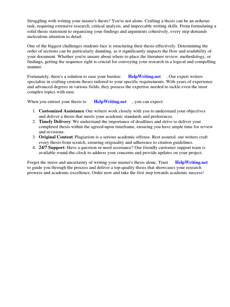 Order of Sections Masters Thesis | Download Free PDF | Thesis | Methodology