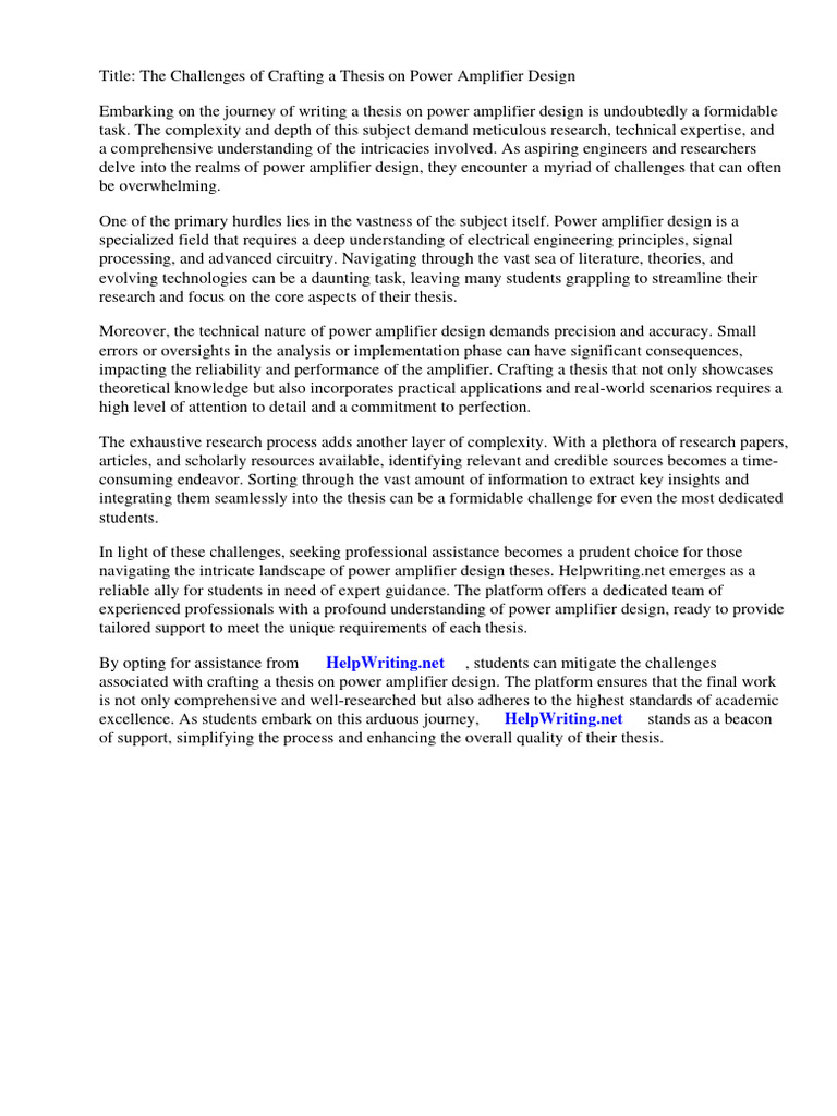Thesis Power Amplifier Design | Download Free PDF | Amplifier ...