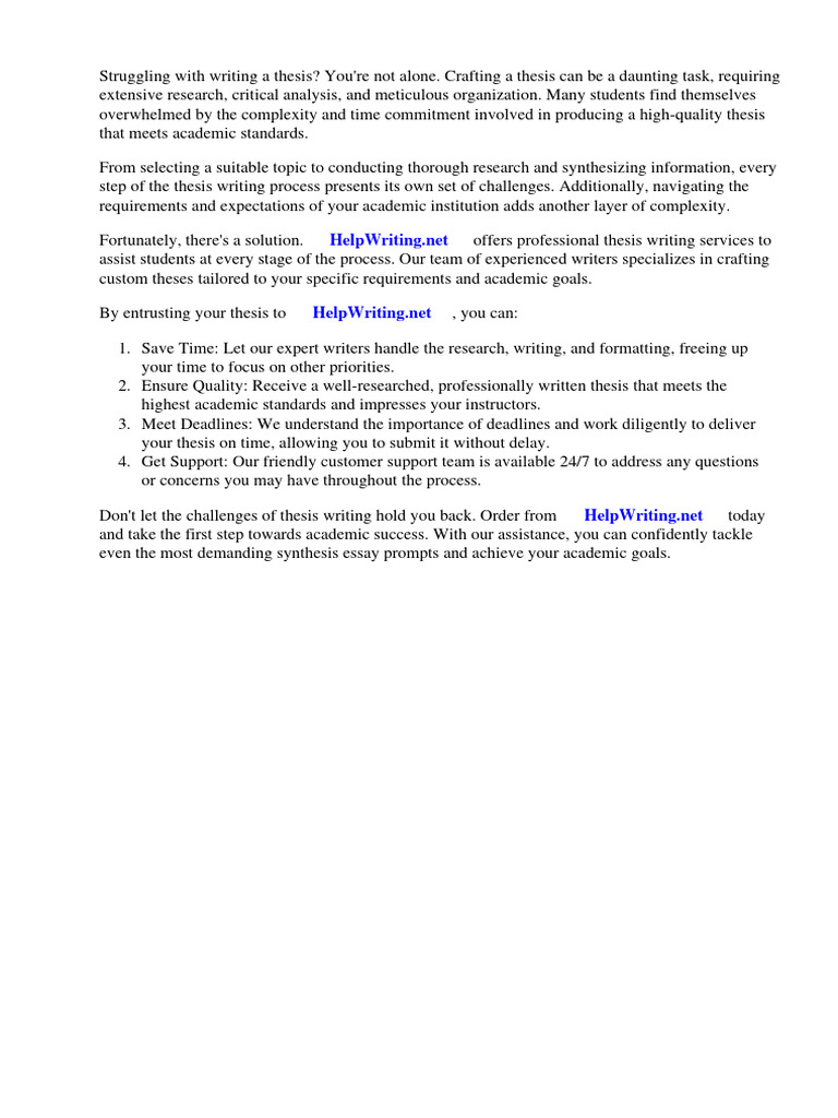 Synthesis Essay Prompt PDF | PDF | Essays | Thesis