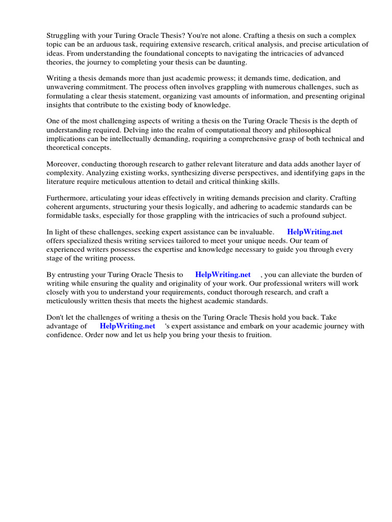 Turing Oracle Thesis Pdf Algorithms Applied Mathematics
