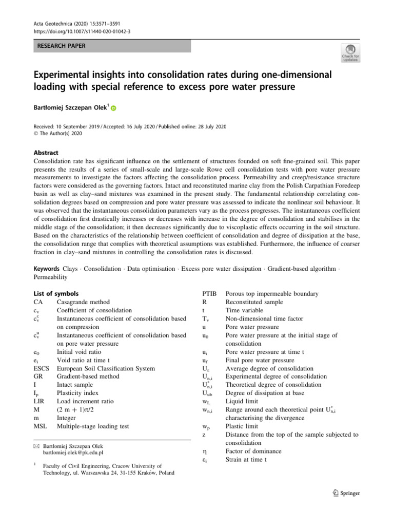 Acta Geotechnica | PDF | Applied And Interdisciplinary Physics | Materials