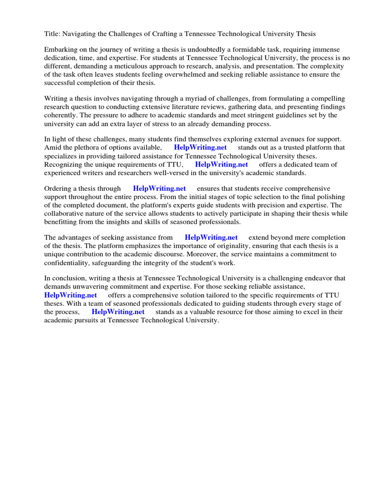 Tennessee Technological University Thesis | PDF | Science, Technology, Engineering, And ...