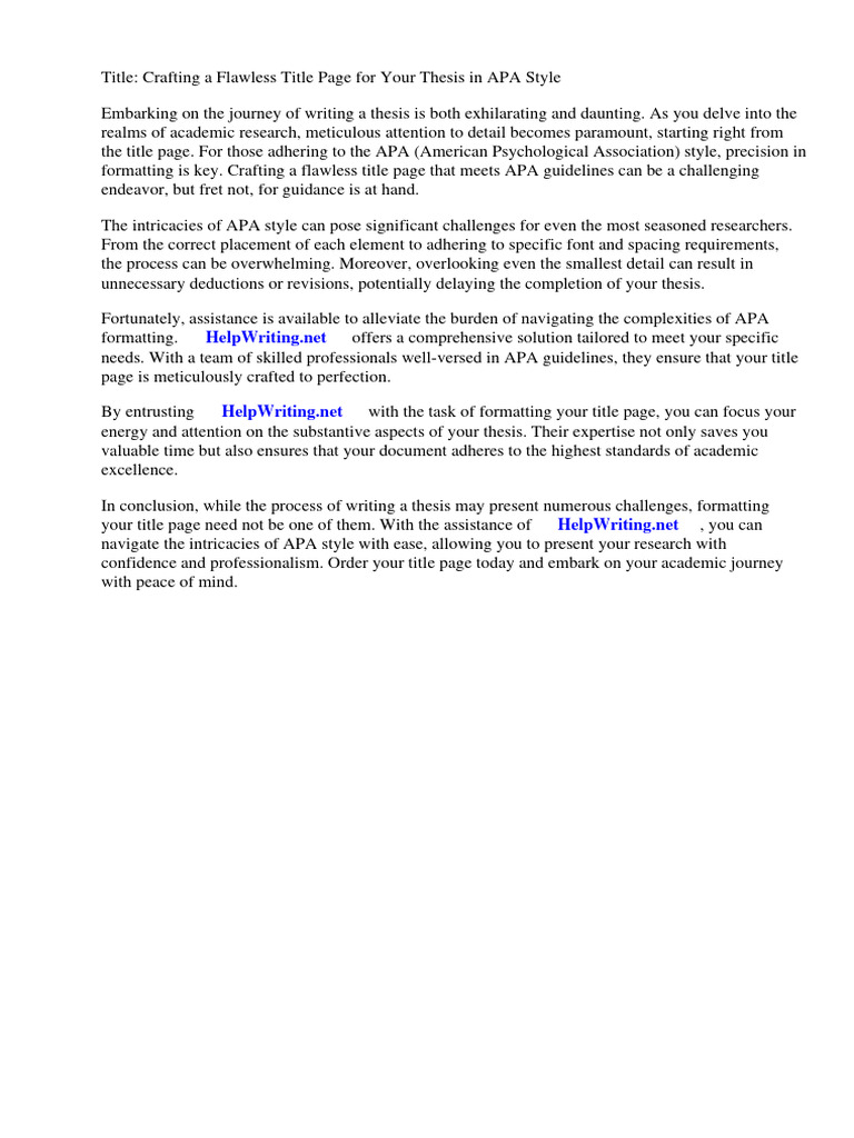 Title Page Thesis Apa Style | PDF | Apa Style | Citation