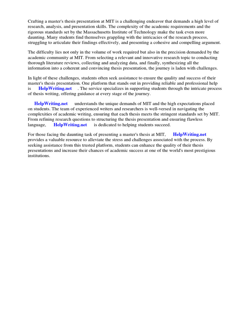 Master Thesis Presentation Mit | PDF | Thesis | Communication
