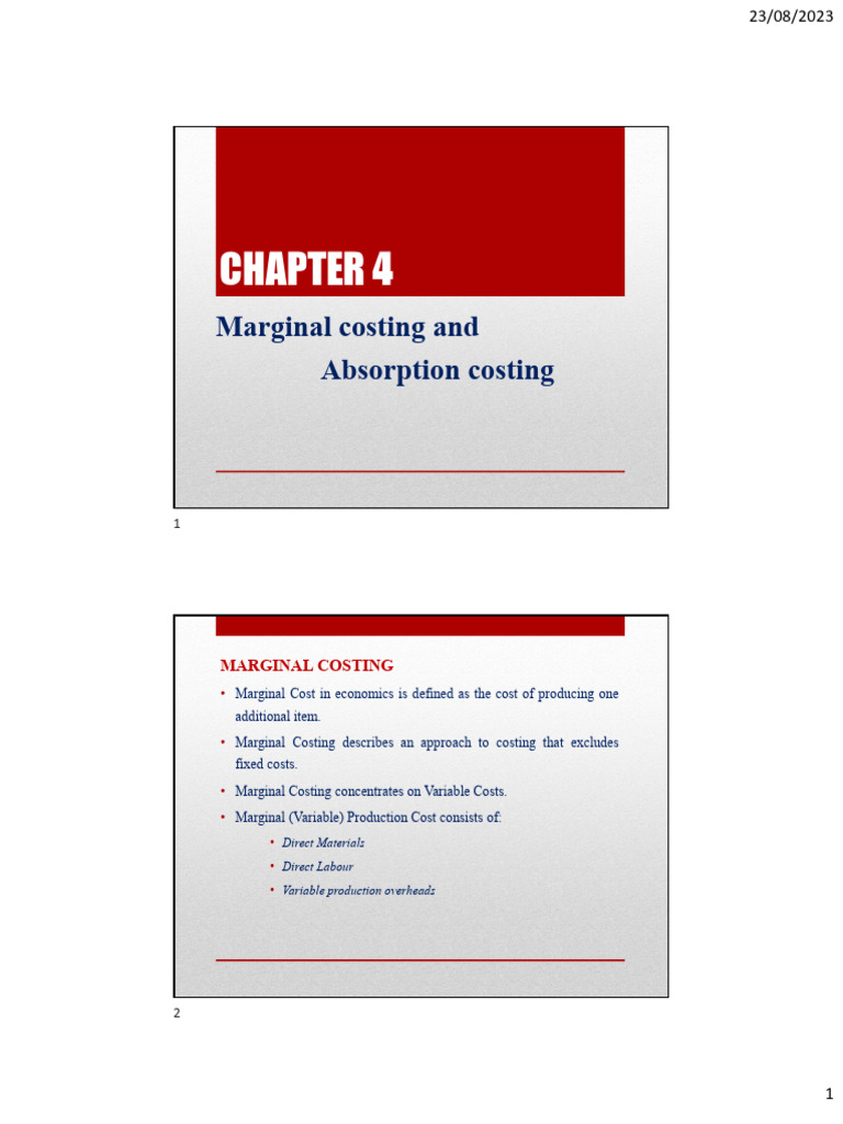 Marginal vs Absorption Costing Explained | PDF | Cost Of Goods Sold | Inventory