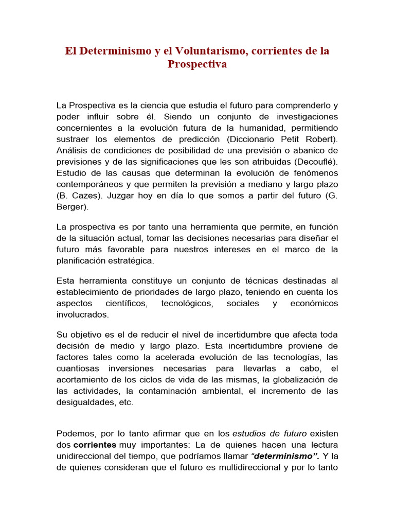 Determinismo vs. Voluntarismo en Prospectiva | PDF | Globalización ...