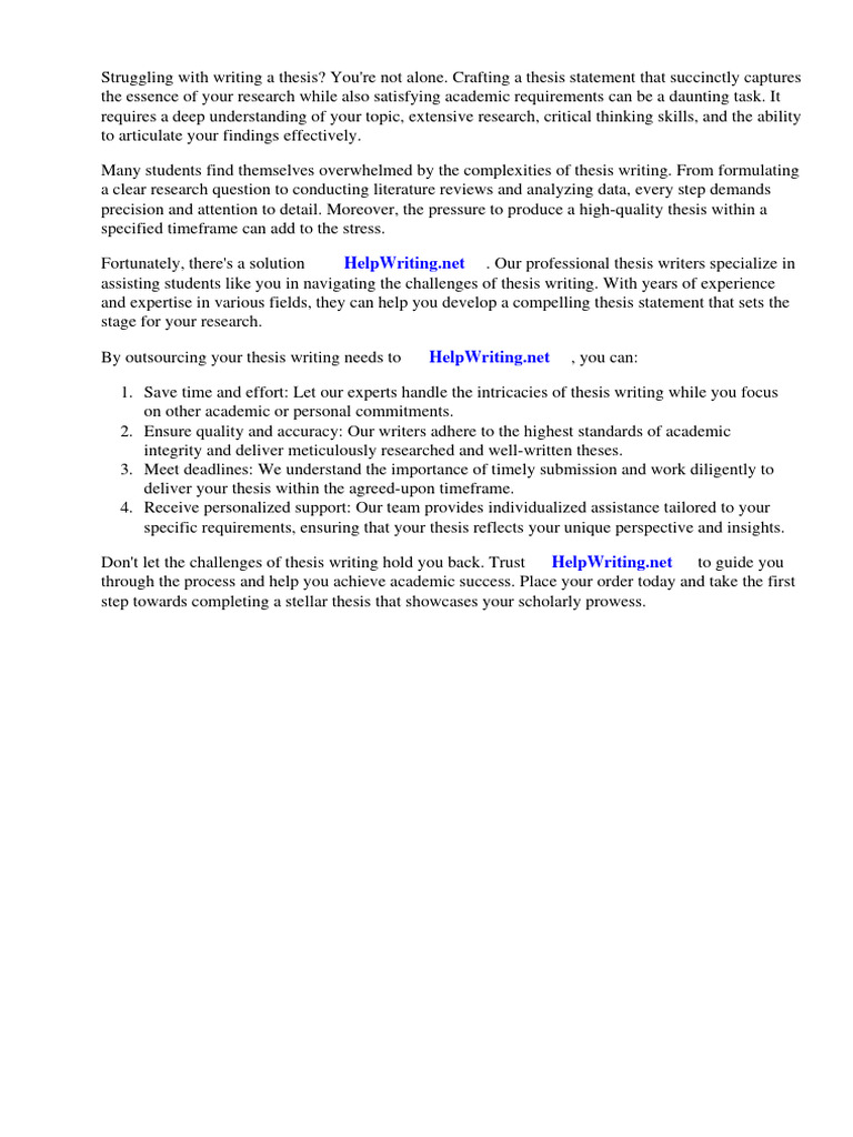 Thesis Sentence Writer | PDF | Essays | Thesis