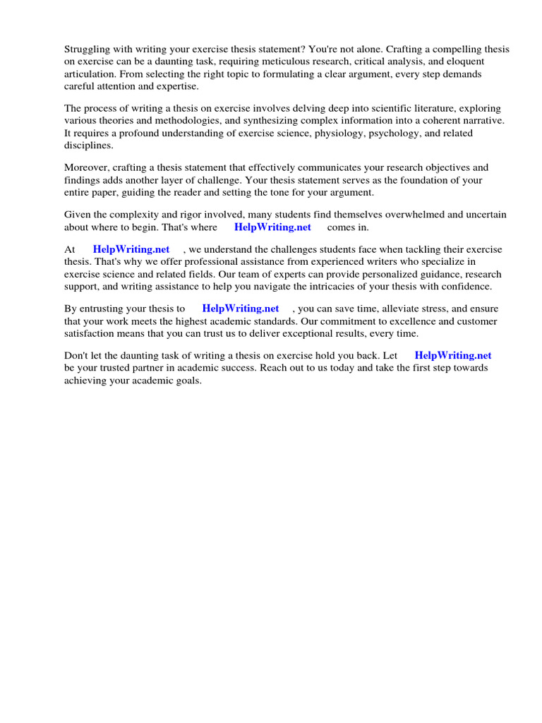 Exercise Thesis Statement | PDF | Essays | Thesis