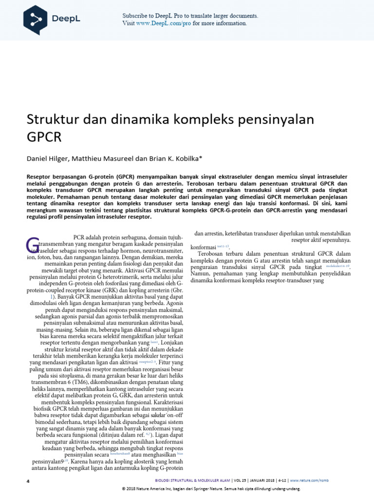 Structure and Dynamics of GPCR Signaling Complexes Id | PDF