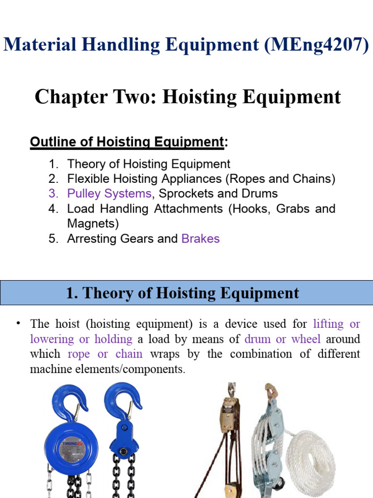 Chapter 2 Hoisting Equipment | PDF | Brake | Machines
