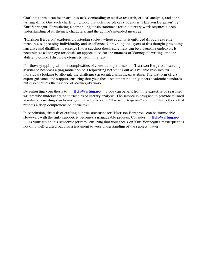 Thesis Writing on Harrison Bergeron | PDF