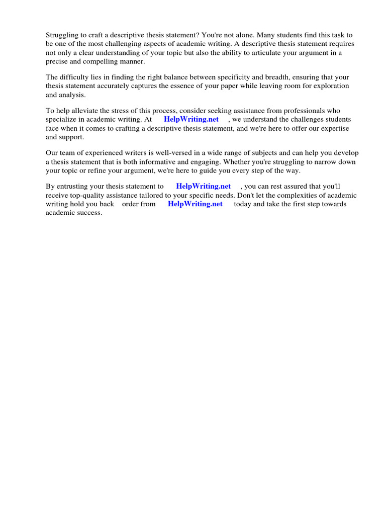 Descriptive Thesis Statement Examples | PDF | Essays | Thesis