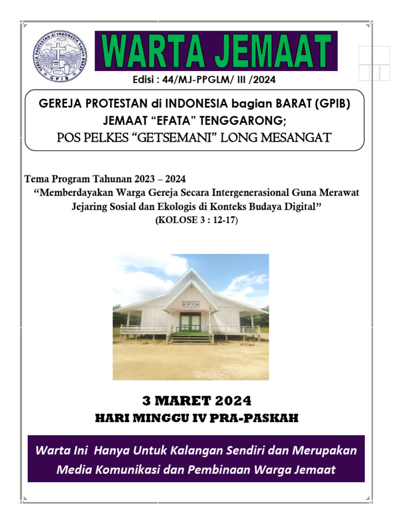 44 Warta Jemaat Pdf,,minggu 3 Maret 2024 | PDF