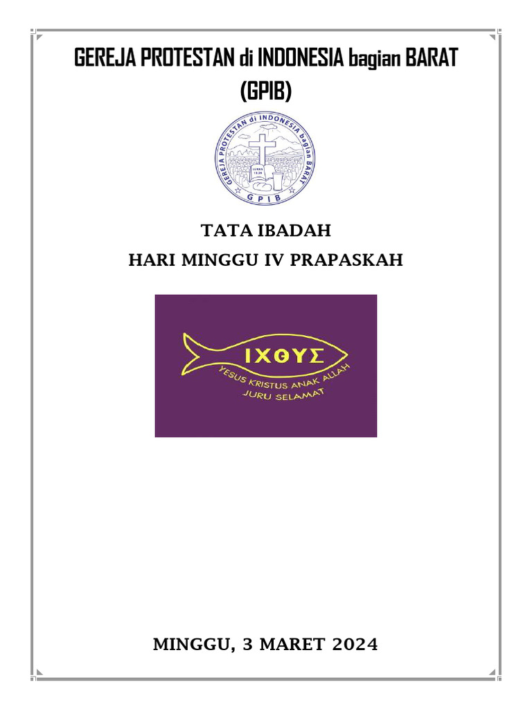 Tata Ibadah GPIB Prapaskah IV 2024 | PDF