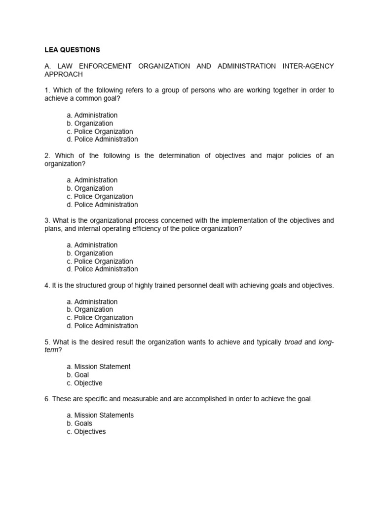 Lea Final Coaching Questions | PDF | Police | Goal