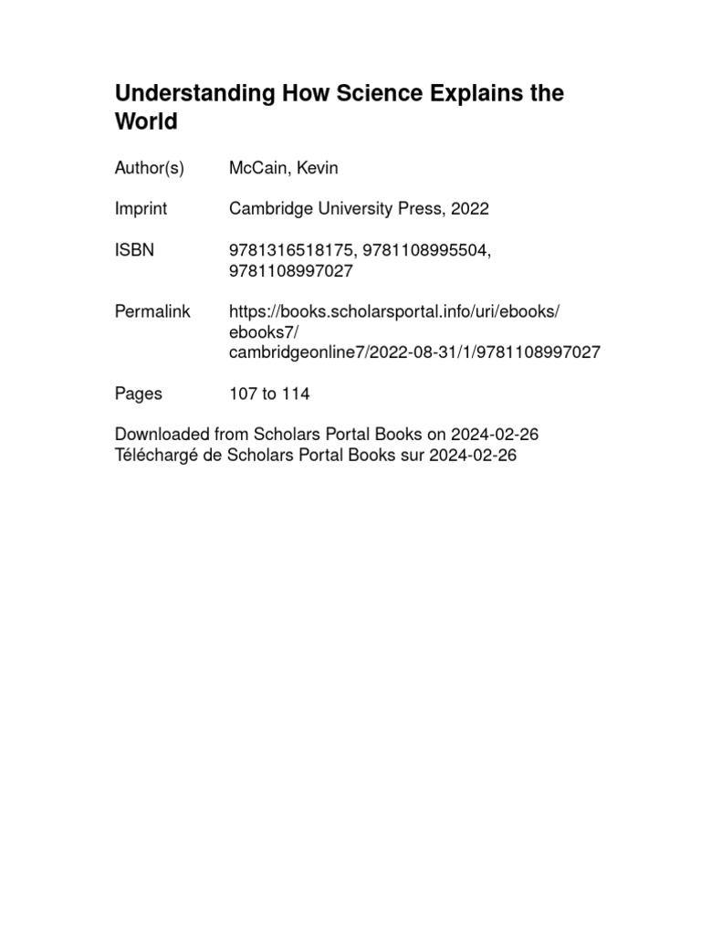 Understanding How Science Explains The W (Pages 107-114) (2024-02-26 ...