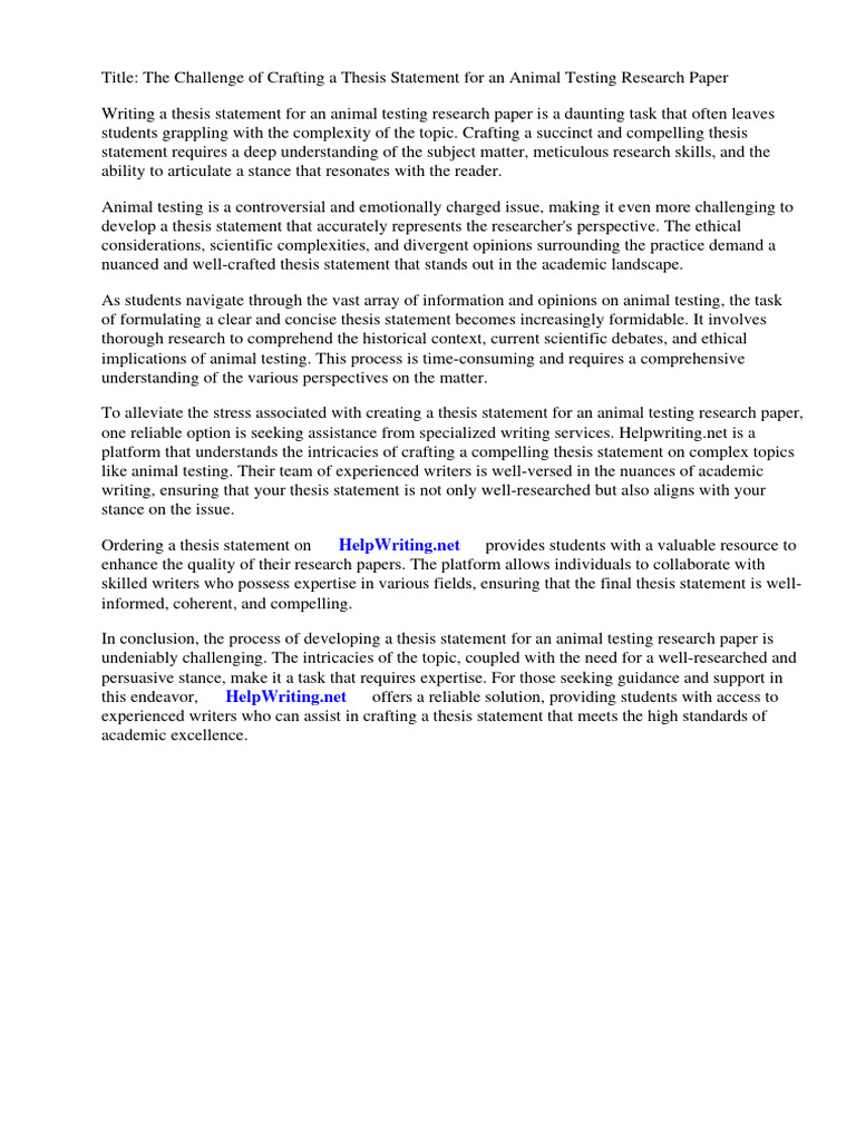 Thesis Statement For Animal Testing Research Paper | PDF | Animal ...