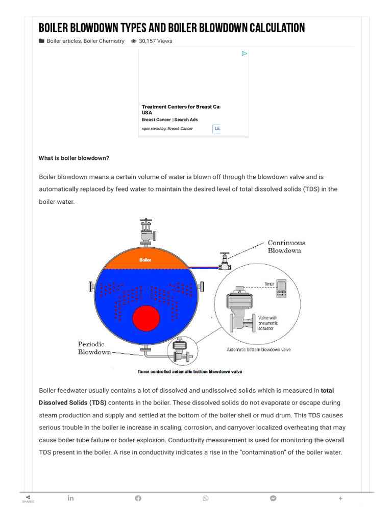 Boiler Blowdown Types and Boiler Blowdown Calculation | PDF | Boiler ...