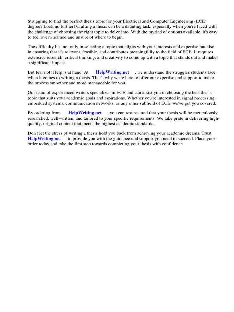 Best Thesis Topics For Ece | PDF | Thesis | Mental Disorder