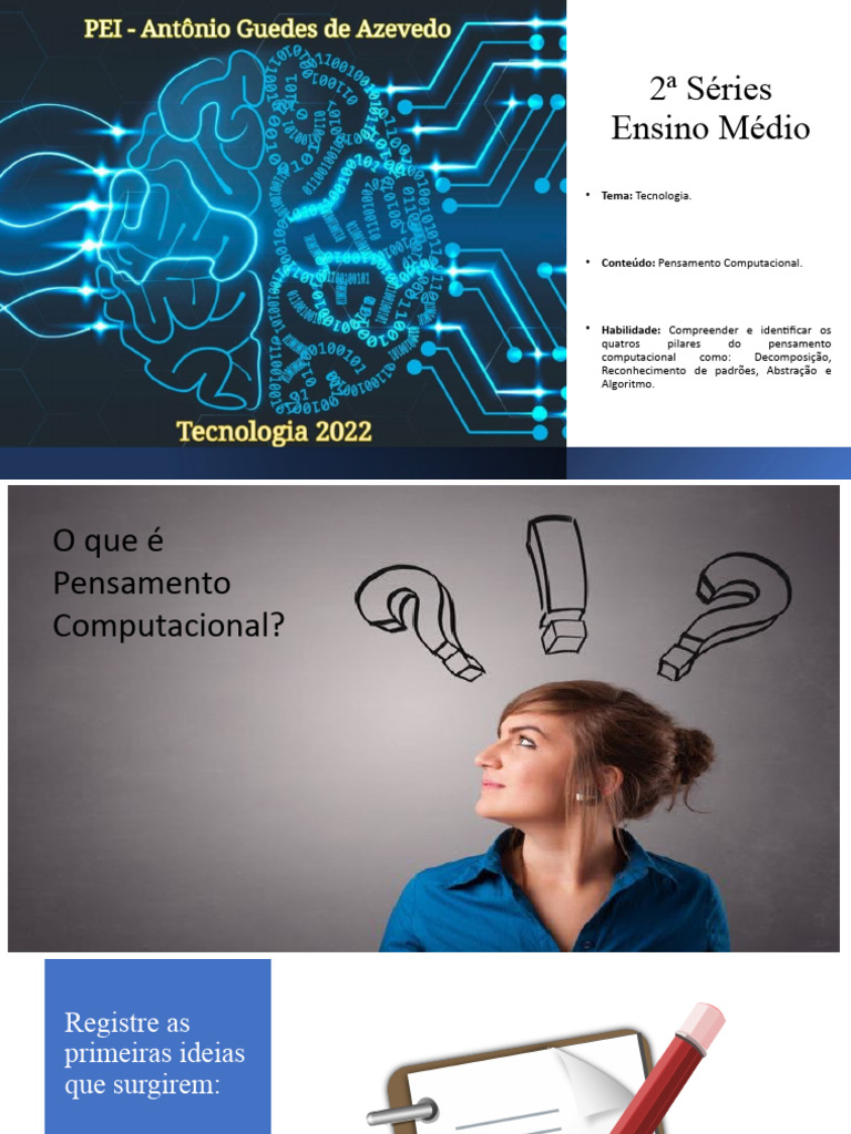 Ensino Médio - Tecnologia - Aula Sobre Pensamento Computacional | PDF