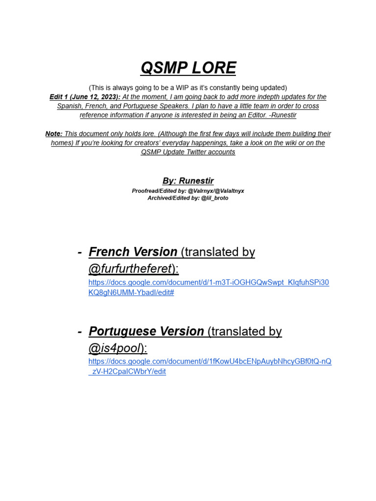 Lore de QSMP Parte 1 (Começo) | PDF