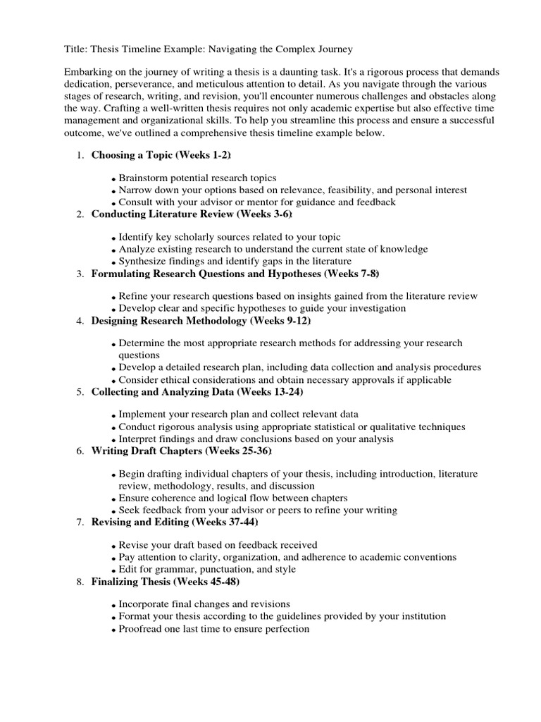 Thesis Timeline Example | PDF | Thesis | Science