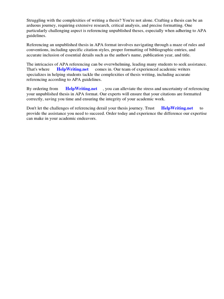 Referencing an Unpublished Thesis in Apa | PDF | Thesis | Apa Style