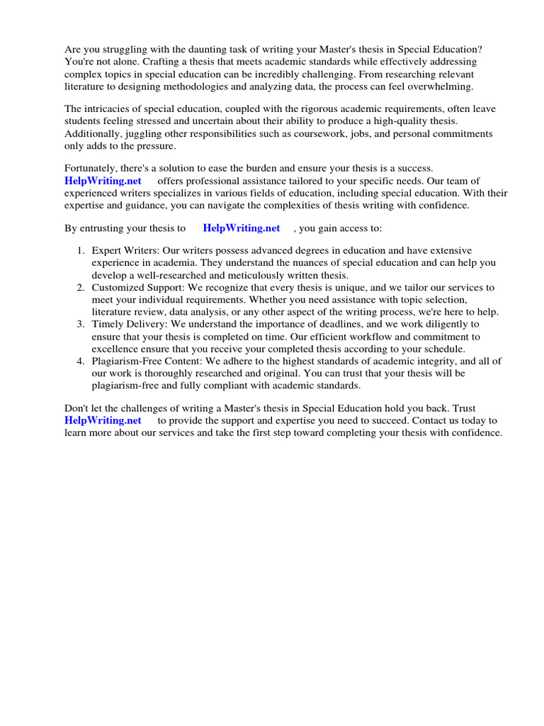 Masters Thesis Topics Special Education | PDF | Thesis | Doctor Of ...