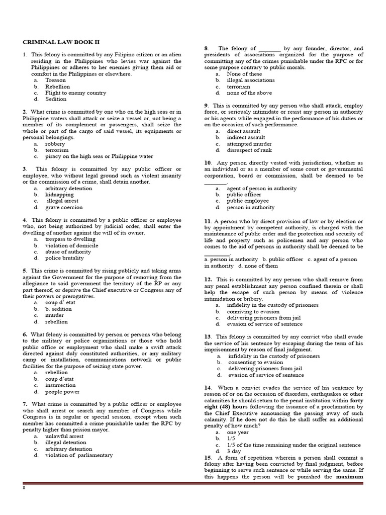 CLJ Exam | PDF | Evidence (Law) | Public Law