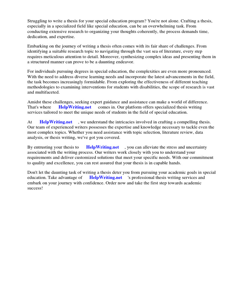 Sample Thesis For Special Education | Download Free PDF | Thesis | Essays