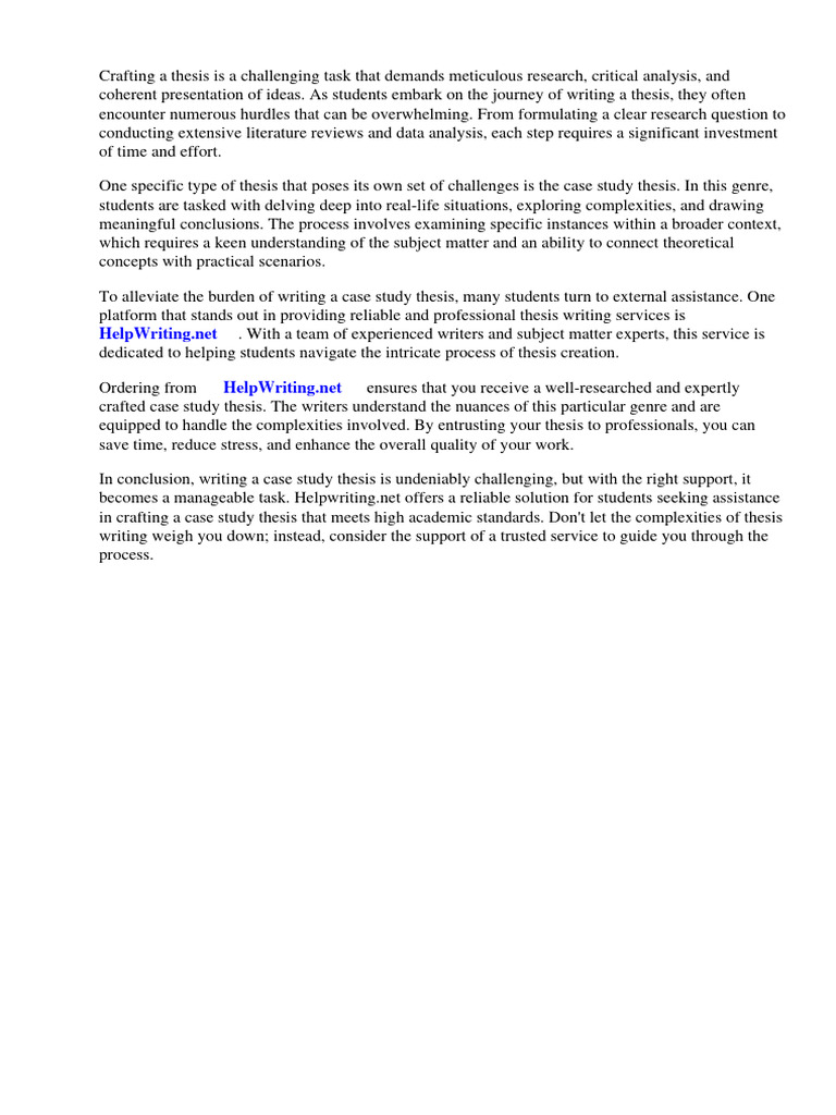 Case Study Thesis Examples | PDF | Thesis