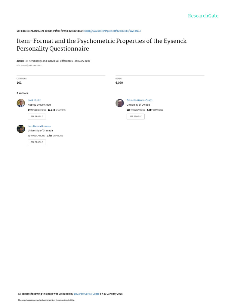 Item-Format and The Psychometric Properties of The | PDF | Likert Scale ...