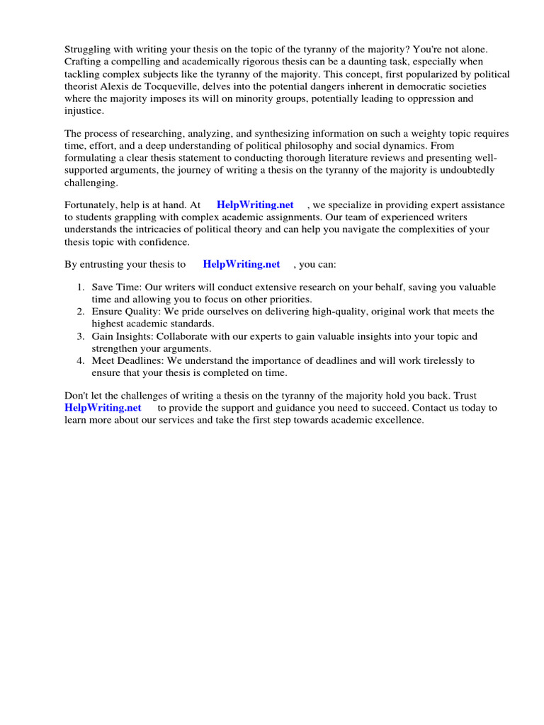 Main Thesis of The Tyranny of The Majority | PDF | Tyrant | John Stuart ...