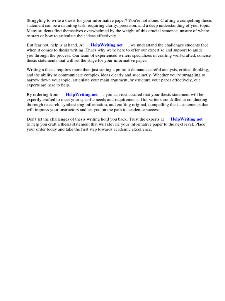 How To Write A Thesis For An Informative Paper | PDF | Essays | Thesis